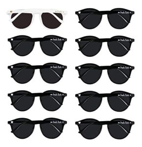 lady&home bachelorette party cat eye sunglasses bridesmaid sunglasses bridal shower supplies 10pcs round weddings sunglasses (black)