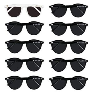 LADY&HOME Bachelorette Party Cat Eye Sunglasses Bridesmaid Sunglasses Bridal Shower Supplies 10pcs Round Weddings Sunglasses (Black)