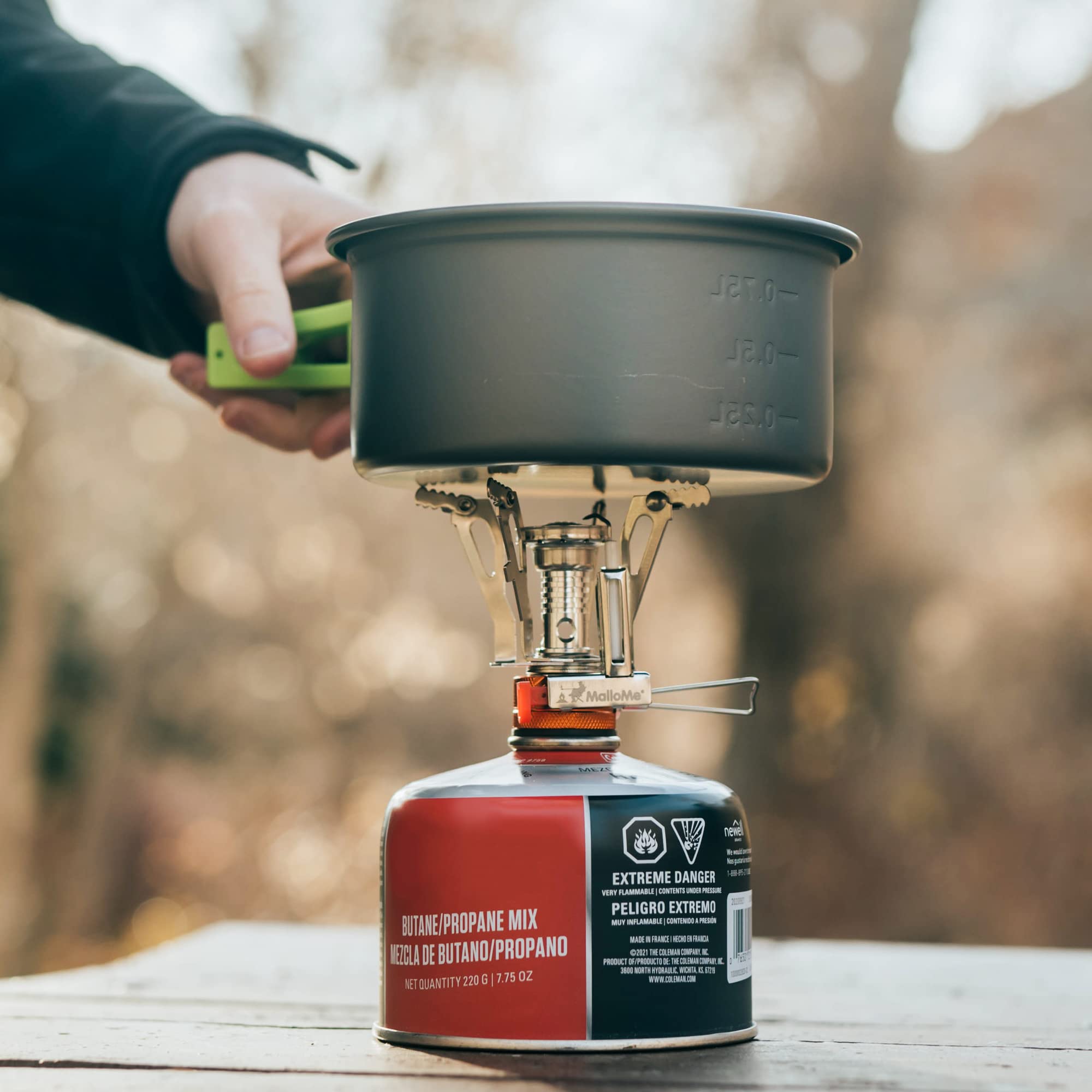 MalloMe Backpacking Stove - Portable Camping Stove - Small Backpack Camp Single Burner for Propane Butane Isobutane Fuel Canister - Mini Pocket Rocket Jet Boiler for Hiking & Gas Cooking