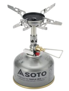 soto windmaster stove with 4flex - canister stove for windy weather - durable with windscreen and micro regulator valve system - canister not included