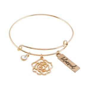 living grace blessed is she mother's day gold toned bangle bracelet