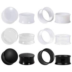 tbosen 6 pairs acrylic ear gauges corlorful ear plugs stretching kit double flared tunnels sanddle expander set 2g - 1 inch