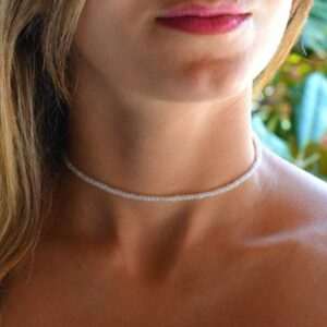 Tgirls Boho Choker Necklace Chain Rice Beaded Necklaces Seed Bead Necklace Accessory for Women (White)