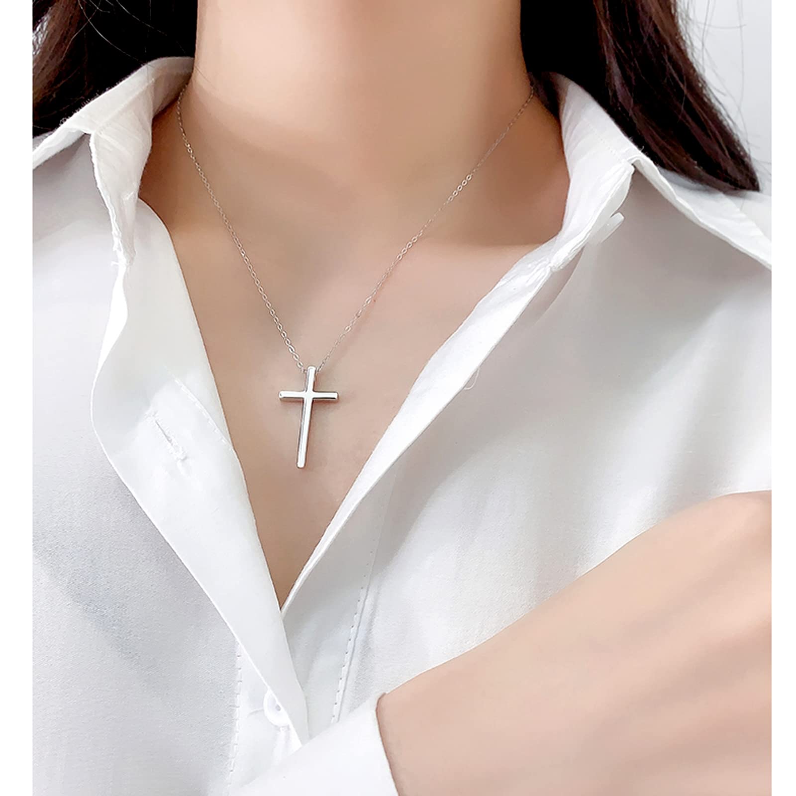 XOYOYZU Small Cross Pendant Necklace for Women Simple Cross Necklaces Mothers Day Birthday Jewelry for Women