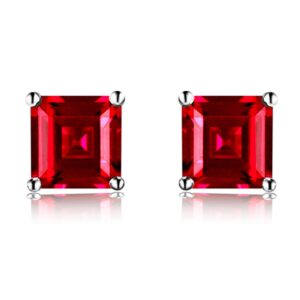 navachi 925 sterling silver 18k white gold plated 1.6ct square ruby az9141e stud earrings