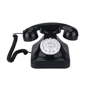 wx-3011 vintage black multi-function landline phone,antique telephone,flash re-dial reserve hd call skid-proof landline telephone decor corded retro phone for home hotel office