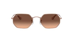 ray-ban rb3556n octagonal flat lens sunglasses, copper/pink gradient brown, 53 mm