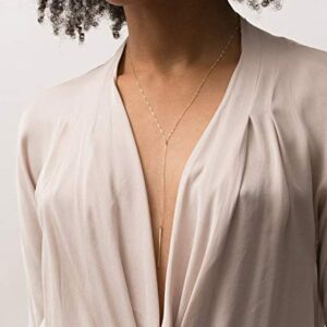 Dcfywl731 Minimal Dainty Gold Plated Dangle Earrings Layered Bar Pendant Neckalce Gold Long Y-Necklace Gold Earrings and Necklaces Set Delicate Lariat Chain Jewelry for Women