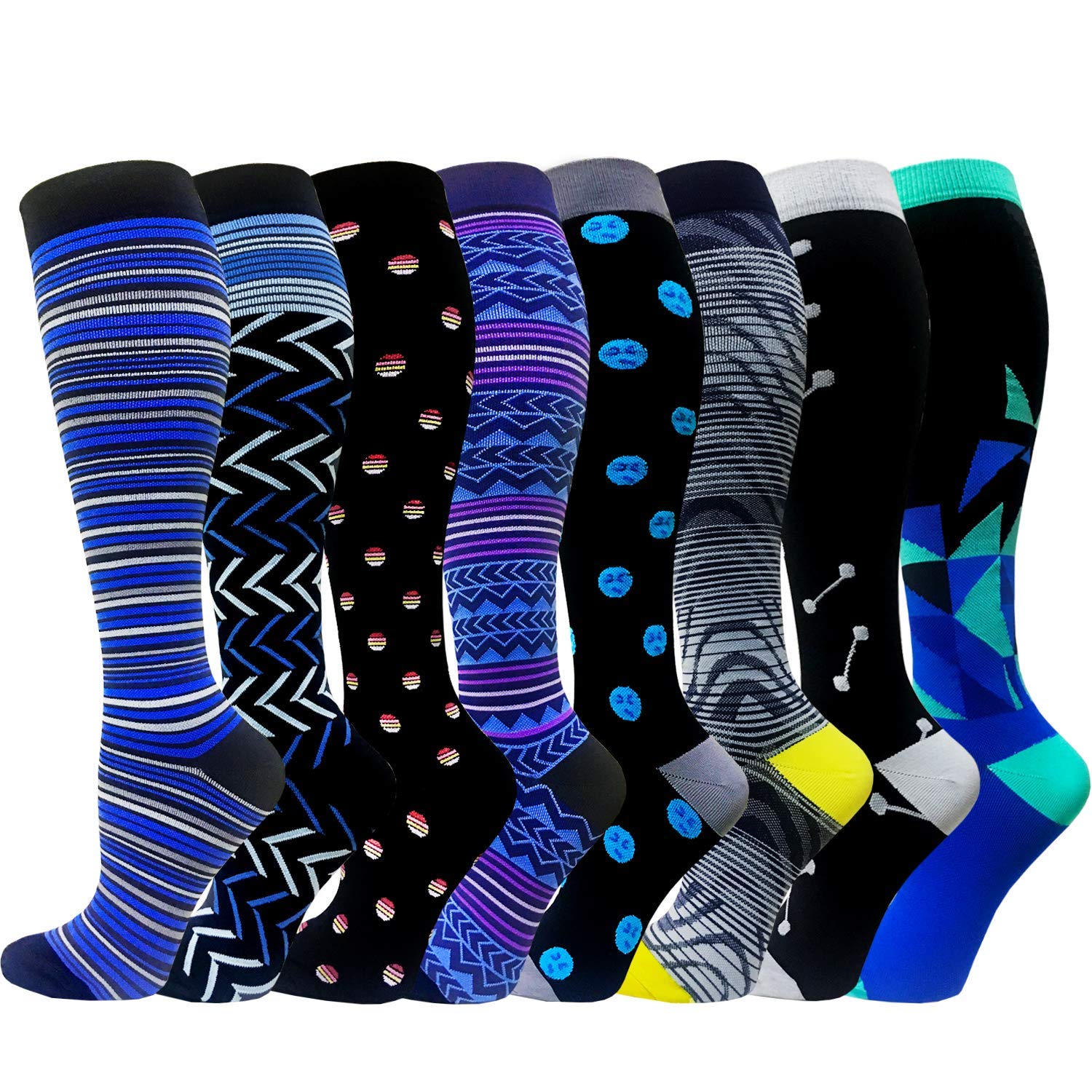 Aoliks Blue Compression Socks for Women & Men,Knee High Socks for Sports Flying Baseball