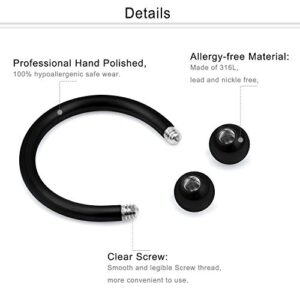 Dyknasz 11Pcs 14G Surgical Steel Septum Clicker Ring Seamless Lip Daith Cartilage Helix Tragus Hoop Ring for Women Men 10MM Black