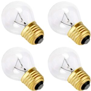 belleone oven light bulb, 40 watt appliance bulb fit for whirlpool ge maytag ken-more oven microwave refrigerator, g45 e26/e27 medium brass base, 110v/120v/130v, high temp - 4 pack