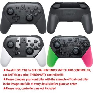 YoRHa Studded Silicone Transfer Print Cover Skin Case ONLY for Nitendo Official Switch Pro Controller x 1(Leaves Red) with Pro Thumb Grips x 8