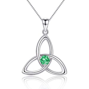 jiangxin irish celtic triquetra knot 925 sterling silver created emerald may birthstone pendant necklace for women fine jewelry birthday gift