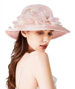 bellady women's hat church fascinator bridal tea party wedding hat dress cap, pink