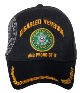 officially licensed united states army disabled veteran and proud of it embroidered black baseball cap