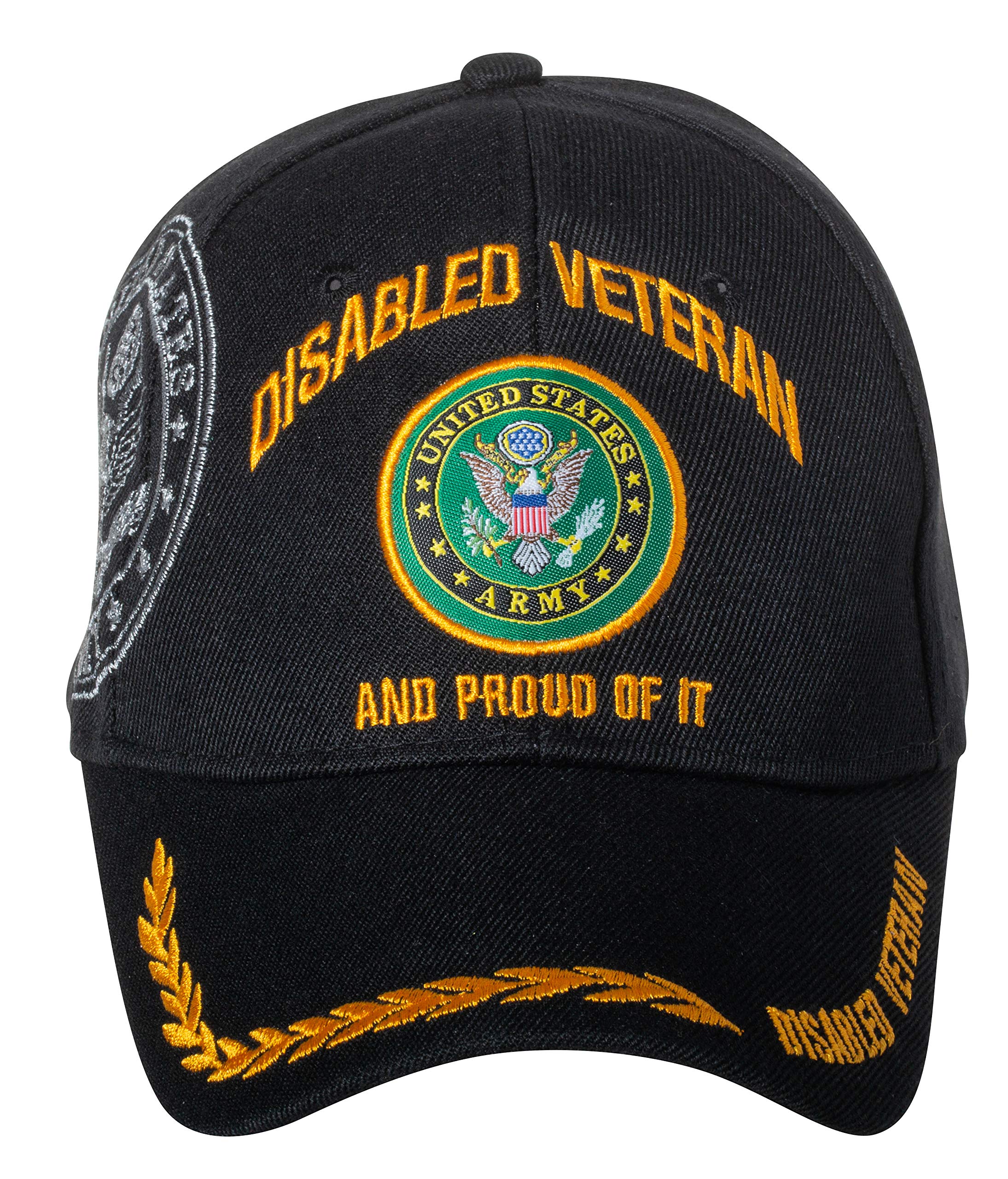 Officially Licensed United States Army Disabled Veteran and Proud of it Embroidered Black Baseball Cap