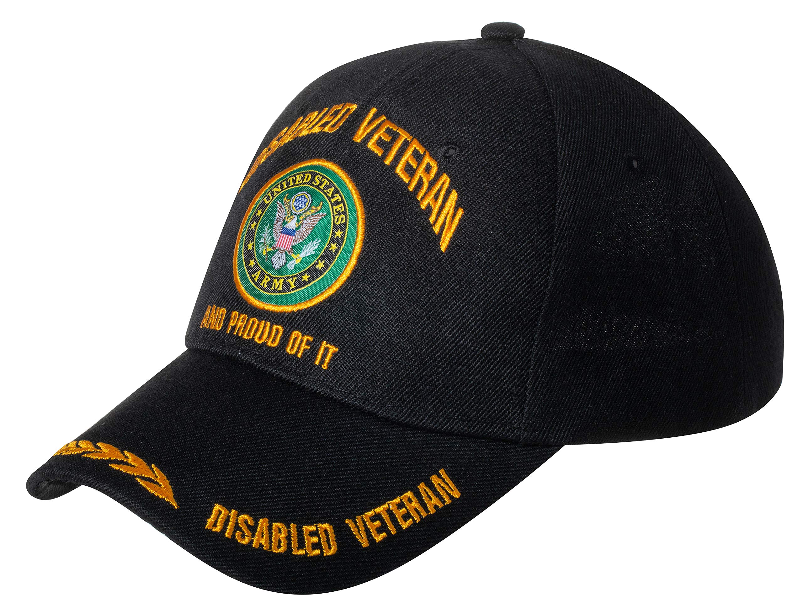 Officially Licensed United States Army Disabled Veteran and Proud of it Embroidered Black Baseball Cap