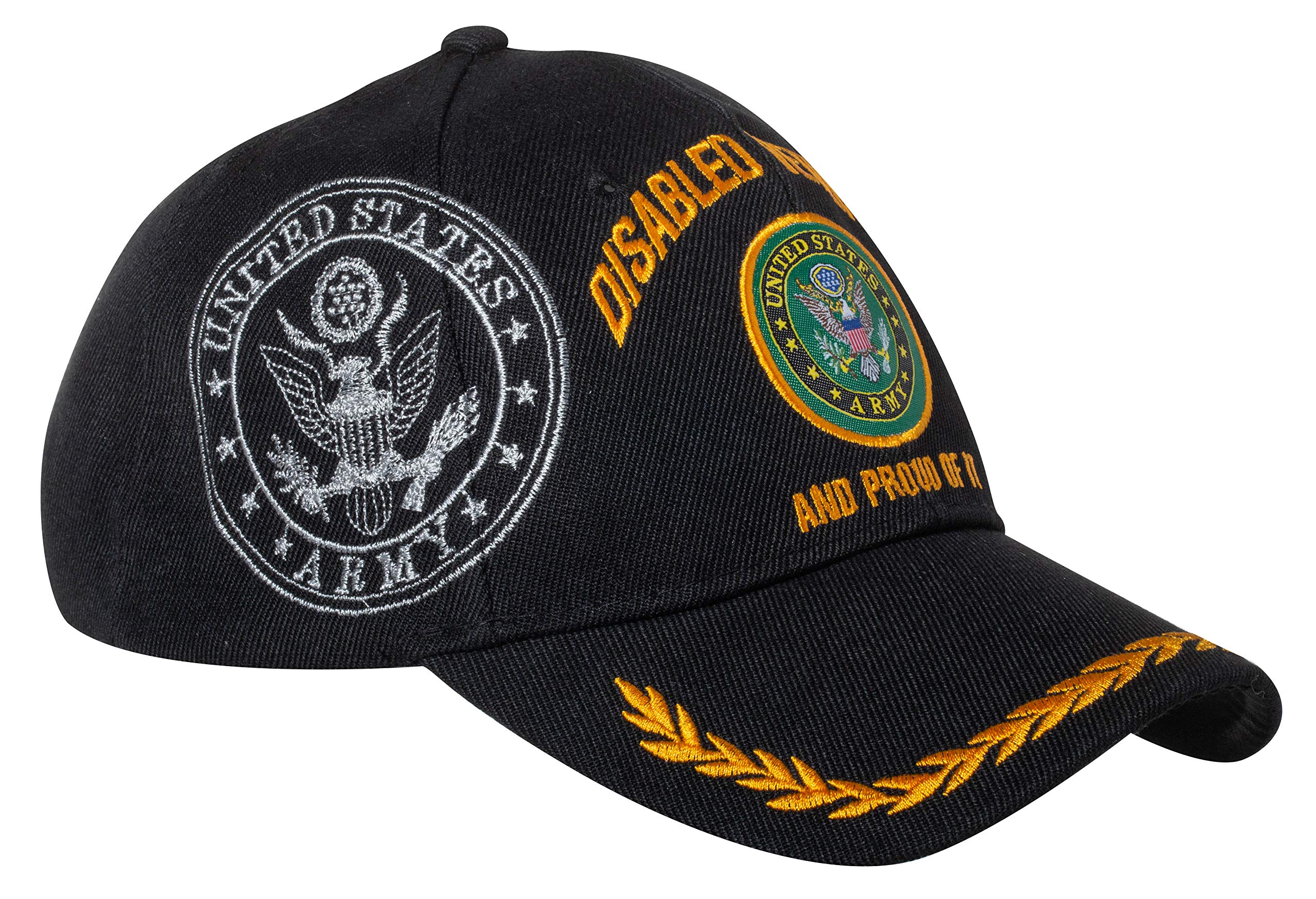 Officially Licensed United States Army Disabled Veteran and Proud of it Embroidered Black Baseball Cap