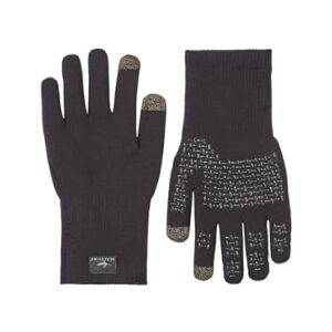 SEALSKINZ Unisex Waterproof All Weather Ultra Grip Knitted Glove, Black, Large