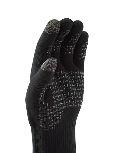 SEALSKINZ Unisex Waterproof All Weather Ultra Grip Knitted Glove, Black, Large