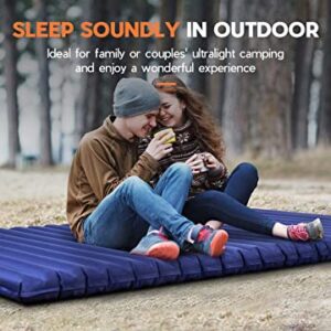 Hikenture Double Sleeping Pad,Extra Thick 3.75in Camping Mattress 2 Person,Queen Size Inflatable Air Mat,Lightweight and Compact,for Backpacking,Car Camping,Hiking,Tent,Cot(Navy Pumpsack)