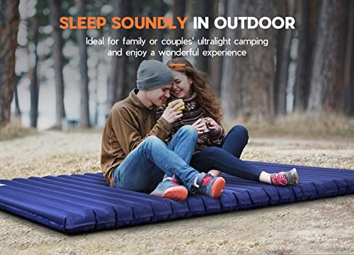 Hikenture Double Sleeping Pad,Extra Thick 3.75in Camping Mattress 2 Person,Queen Size Inflatable Air Mat,Lightweight and Compact,for Backpacking,Car Camping,Hiking,Tent,Cot(Navy Pumpsack)