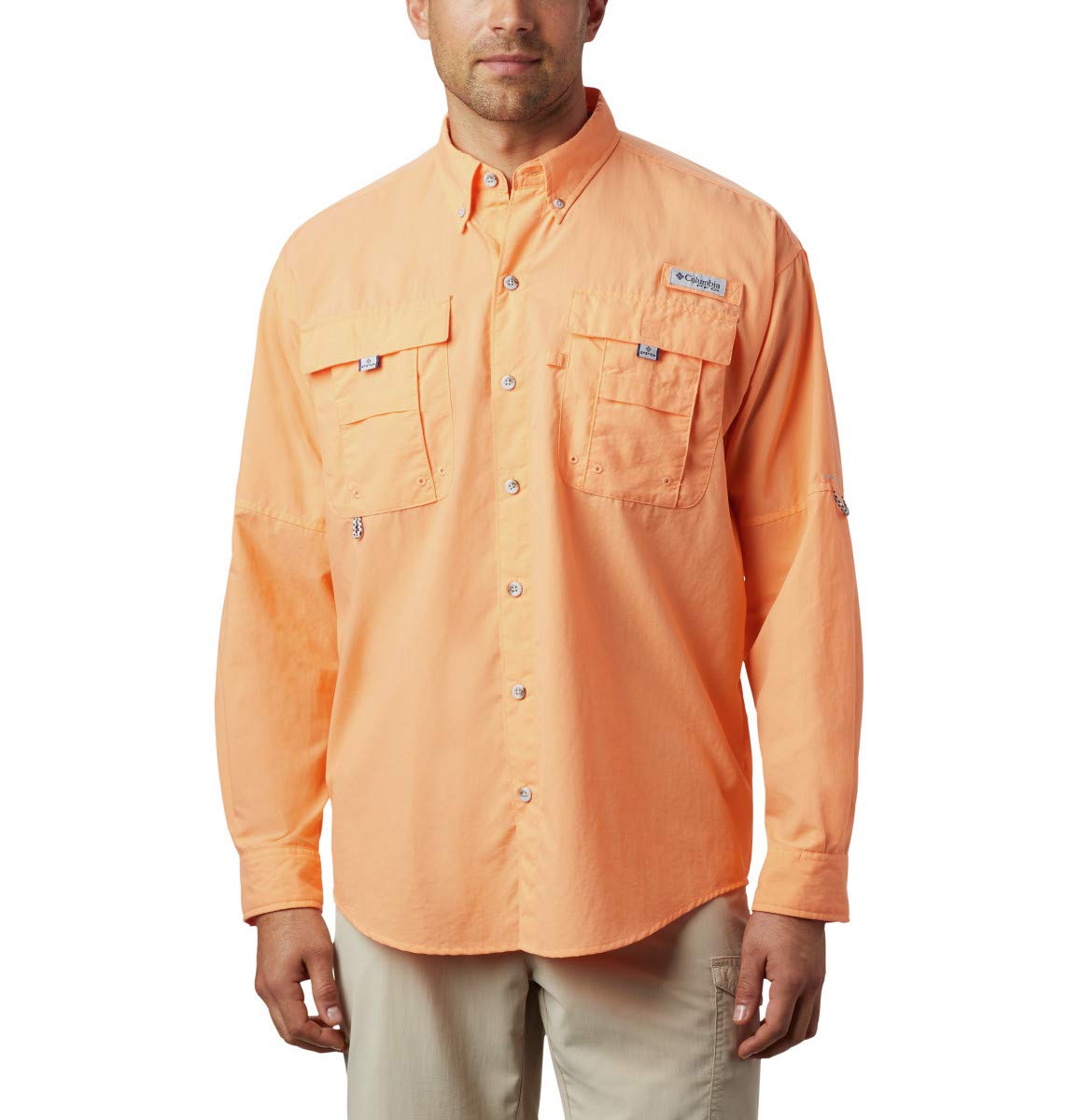 Columbia Men's Standard Bahama II Long Sleeve Shirt, Bright Nectar, Large