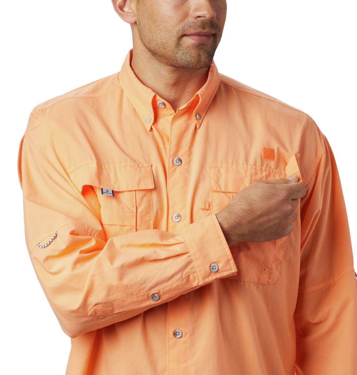 Columbia Men's Standard Bahama II Long Sleeve Shirt, Bright Nectar, Large