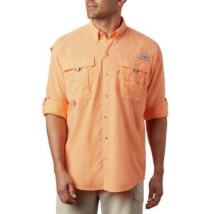 Columbia Men's Standard Bahama II Long Sleeve Shirt, Bright Nectar, Large