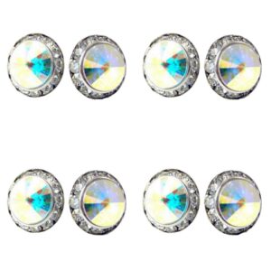 4 pairs 20mm round shaped acrylic stone post earrings for womens wedding dance costume casual wear stage jewelry mothers day gift ab