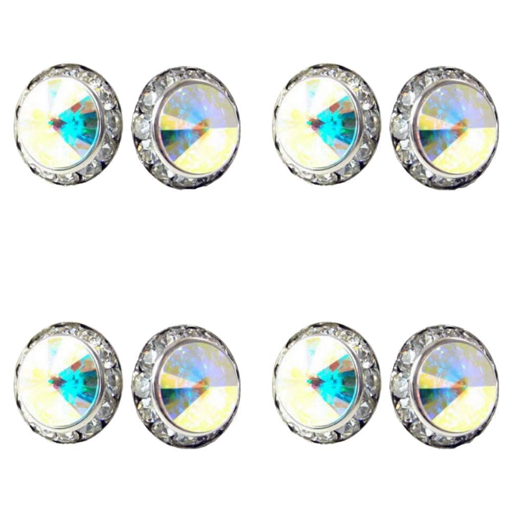 4 Pairs 20mm Round Shaped Acrylic Stone Post Earrings for Womens Wedding Dance Costume Casual Wear Stage Jewelry Mothers Day Gift AB