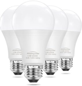 amazing power 100w equivalent e26 led bulbs, daylight white non-dimmable medium screw base light bulbs 6500k, 4-pack