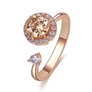 fonsalette fidget ring birthstone rings for women thumb rings fidget ring women rose gold ring spinner ring anxiety ring for women cubic zirconia ring