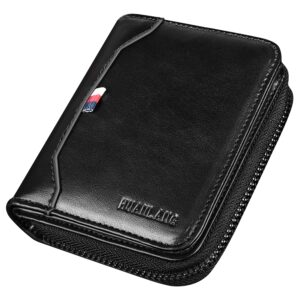 huanlang mens wallet rfid blocking multi card holder wallets for men bifold wallet with zipper small men's leather wallet