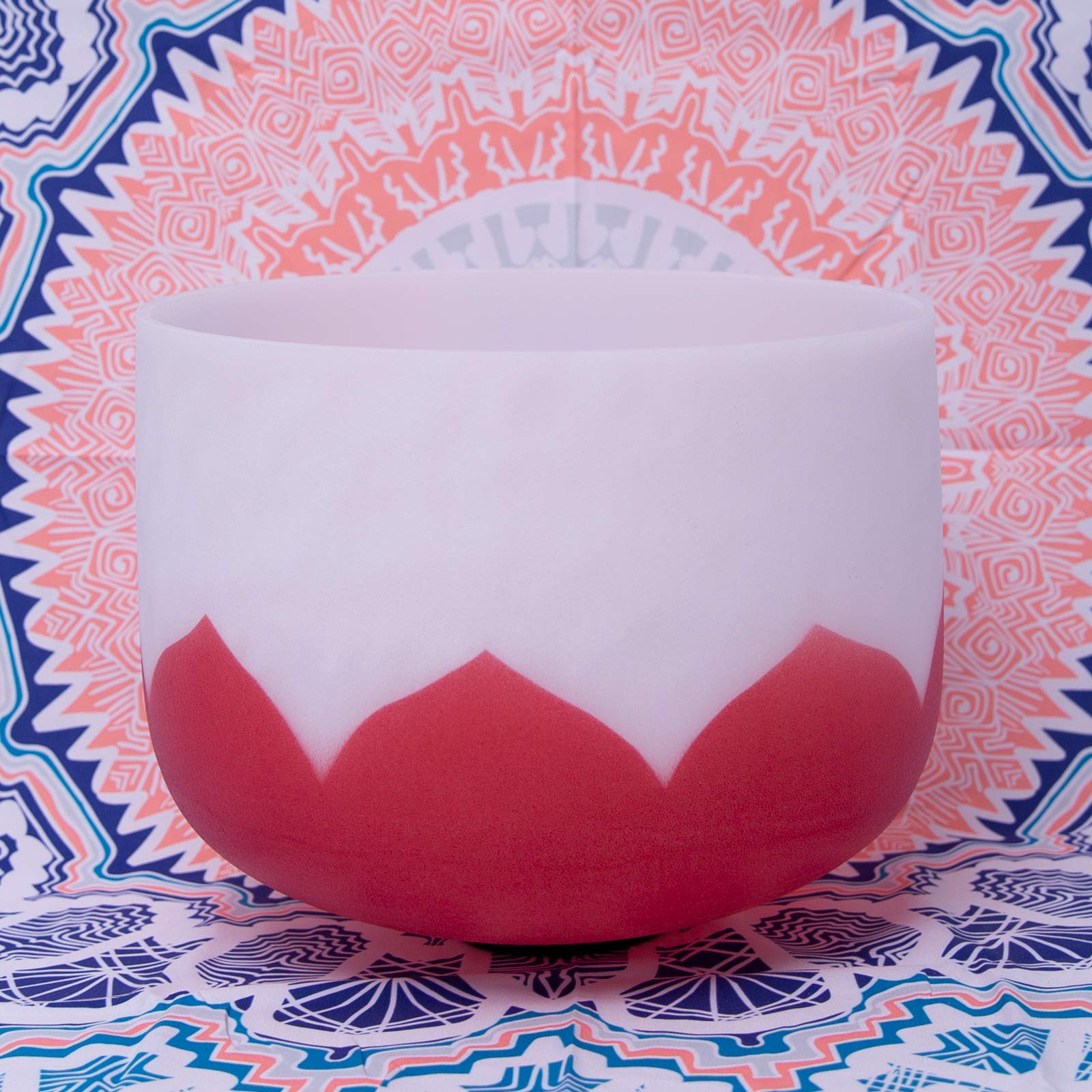 ENERGYSOUND 432Hz Perfect Pitch C Root Chakra Lotus Designed Frosted Quartz Crystal Singing Bowl 12 inch mallet and o-ring included