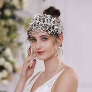 zhenm wedding headband for brides bridal headpieces for wedding rhinestone bridal hair accessories(silver)