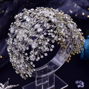 ZHENM Wedding Headband for Brides Bridal Headpieces for Wedding Rhinestone Bridal Hair Accessories(Silver)