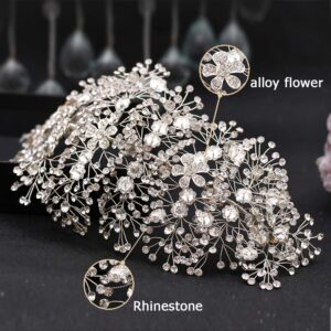 ZHENM Wedding Headband for Brides Bridal Headpieces for Wedding Rhinestone Bridal Hair Accessories(Silver)