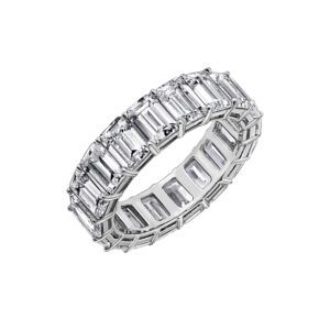 diamonbliss eternity ring for women 14k yellow gold, rose gold, platinum plated 925 sterling silver infinity band | 10.30 carats emerald cut cubic zirconia cz simulated diamond (white, 7)