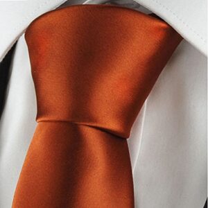 KissTies 63'' XL Tie Rust Solid Satin Ties Extra Long Necktie Burnt Orange