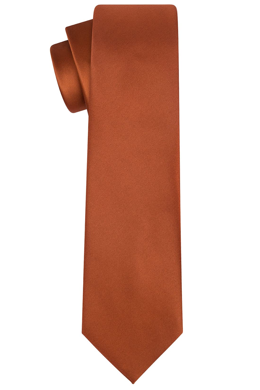 KissTies 63'' XL Tie Rust Solid Satin Ties Extra Long Necktie Burnt Orange