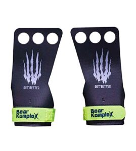 bear komplex black diamond 3 hole hand grips, great for crossfit, speal, barbell, kettle bell, ring work, gymnastics, crossfit, comfort and support, protect from blisters, reduce slipping, men & women