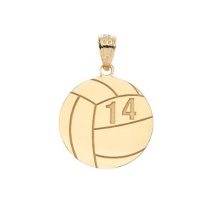 sports charms certified 10k yellow gold personalized beach volleyball pendant with your name and number