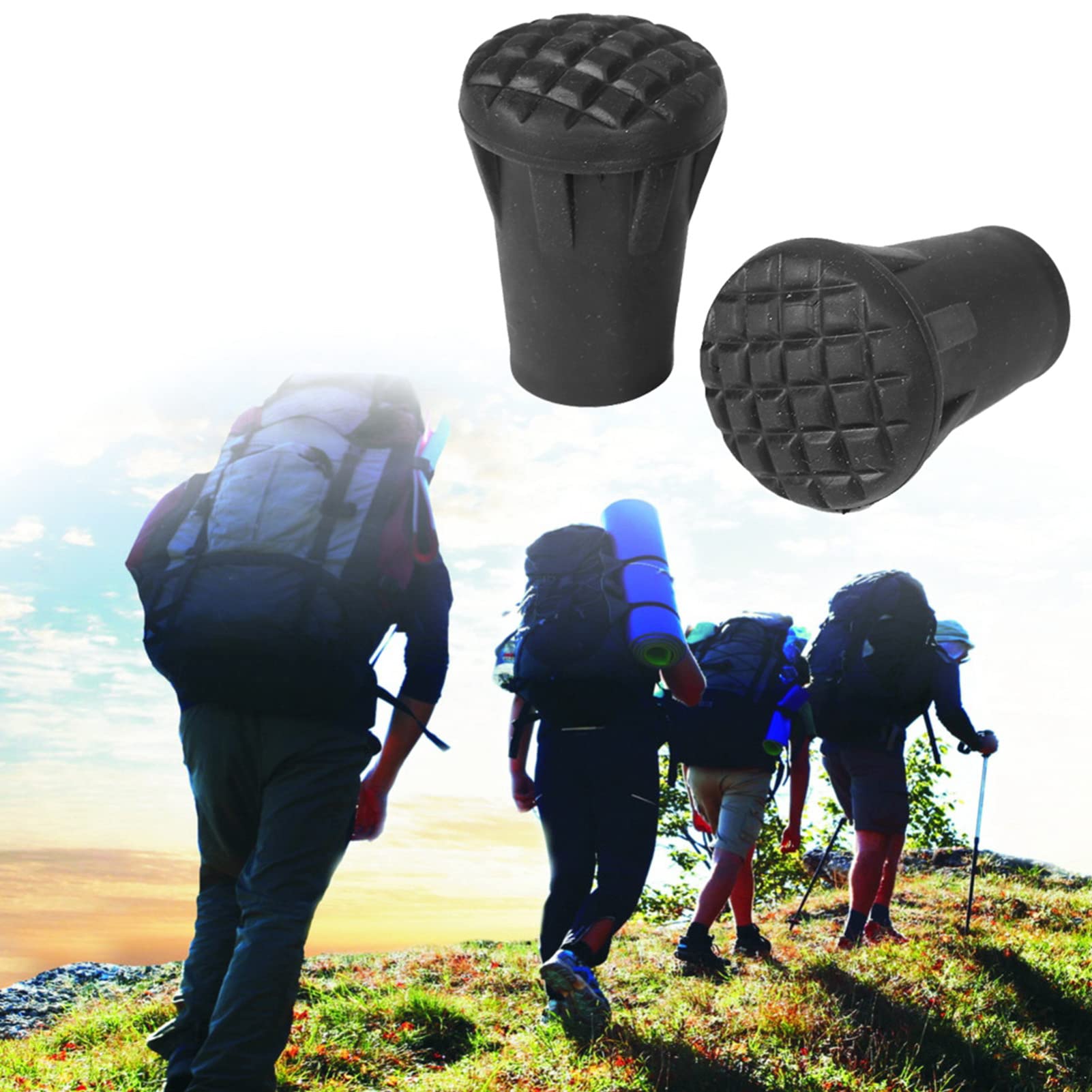 Alomejor Trekking Pole Tips 6pcs Trekking Hiking Pole s Rubber Tips End Walking Pole Feet Tips for Walking Hiking Trekking Poles