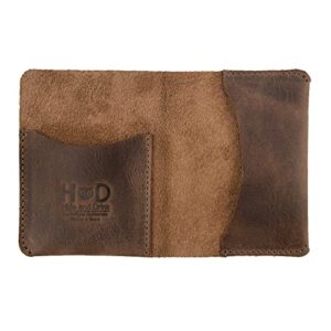 hide & drink, leather bifold card holder, holds up to 6 cards/organizer/case/wallet, handmade includes 101 year warranty :: bourbon brown