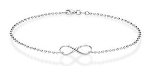 miabella 925 sterling silver diamond-cut infinity beaded ball chain anklet ankle bracelet for women teen girls, choice white or yellow 9, 10 inch made in italy (9, sterling-silver)