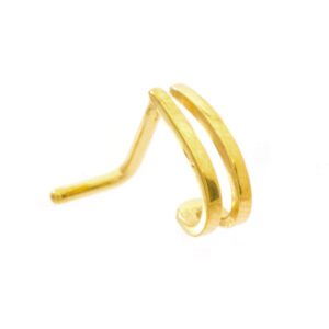 bodyjewelryonline gold i.p. double faux hoop l-shape nose ring, 20g stud thickness, 5/16” [8mm] length, 1mm wearable bar length, high-grade surgical stainless steel, hypoallergenic, nickel-free