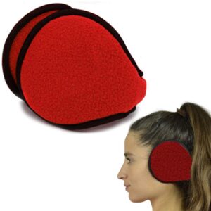 1 Red Ear Muffs Fleece Earwarmer Winter Mens Womens Wrap Behind Head Design