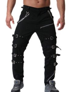 akarmy men's fashion hiphop rock punk gothic pants techwear sport hiking riding cotton casual cargo pants k013 black 32