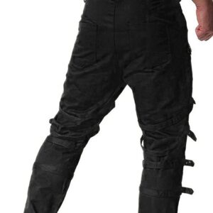 AKARMY Men's Fashion Hiphop Rock Punk Gothic Pants Techwear Sport Hiking Riding Cotton Casual Cargo Pants K013 Black 32